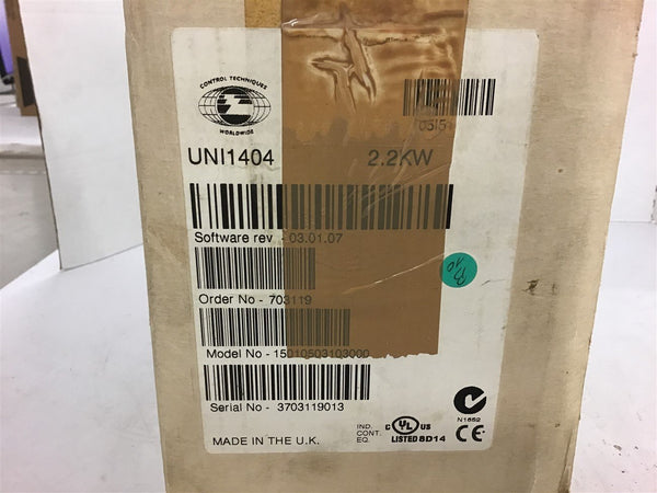 Control Technique UNI1404 2.2 KW Unidrive 480 Volt – BME Bearings and Surplus