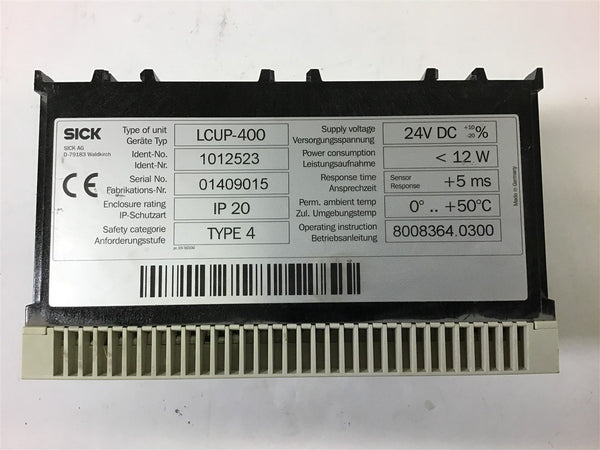 SICK LCUP-400 LIGHT CURTAIN CONTROLLER 24 VDC – BME Bearings and Surplus