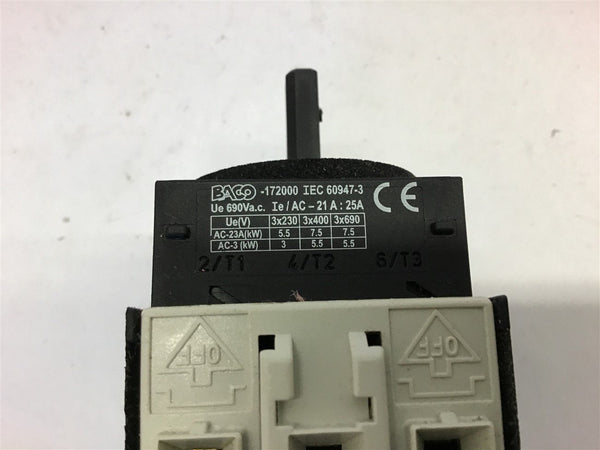 Baco 172000 Manual Motor Control Disconnect Switch 600 VAC 25 A Lot of ...