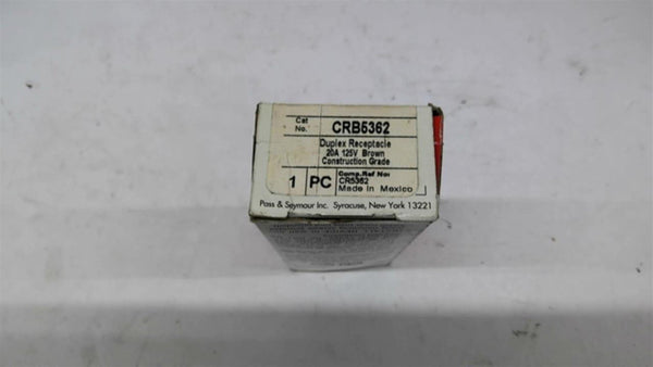 Pass Seymour CRB5362 Duplex Receptacle 20A 125V Brown Construction Gra ...