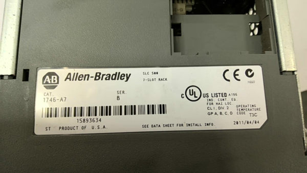 Allen Bradley 1746-A7 7 Slot Rack with 1746-P2 Power Supply – BME ...