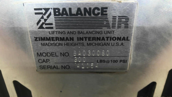 Zimmerman BA030080 Lifting And Balancing Unit 300 Lbs – BME Bearings ...
