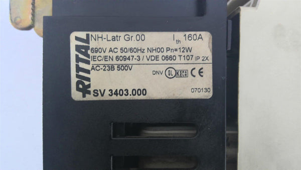 Rittal NH-Latr GR.00 SV 3403.000 AC-23B 500v Fuse Disconnect Switch 16 ...