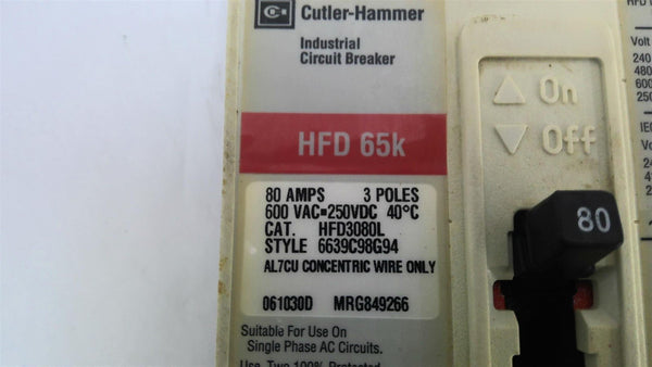 Cutler-Hammer HFD3080L 80 Amp Industrial Circuit Breaker – BME Bearings ...