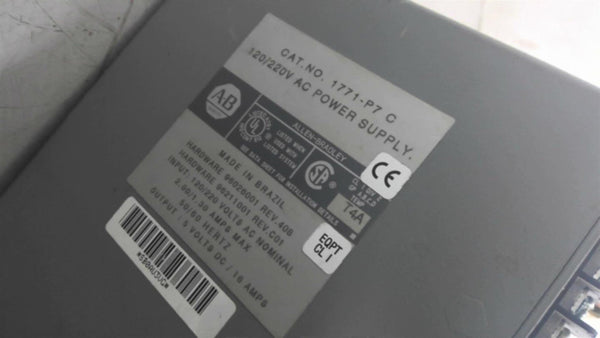Allen Bradley 1771-A4B 16 Slot I/O Chassis W 1771 P7 C Power Supply ...