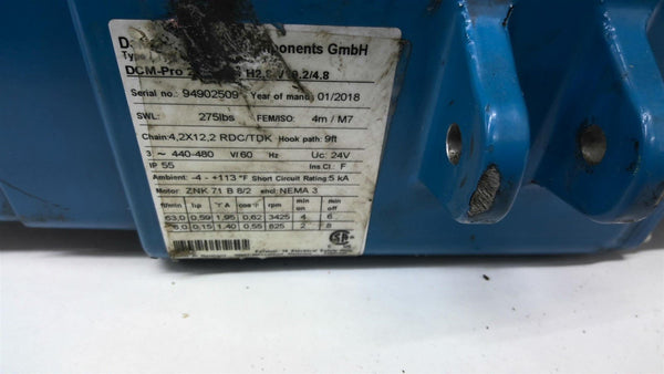 Demag SCM-Pro 2 Chain Hoist 440-480v 275lbs Chain Lift – BME Bearings ...