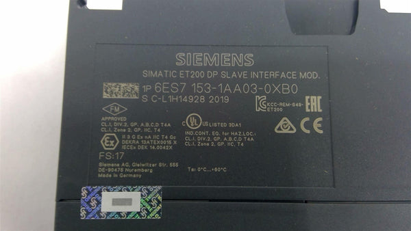 Siemens 6ES7153-1AA03-0XBO Simatic ET200 DP Slave Interface Module ...