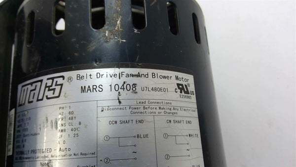 Mars 10408 UL4180E01 1/2 HP Belt Drive Fan And Blower Motor 1725 RPM 1 ...
