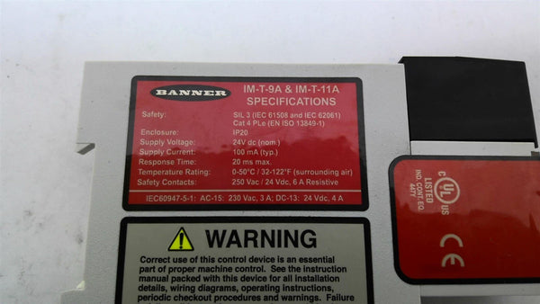 Banner IM-T-9A Safety Relay – BME Bearings and Surplus