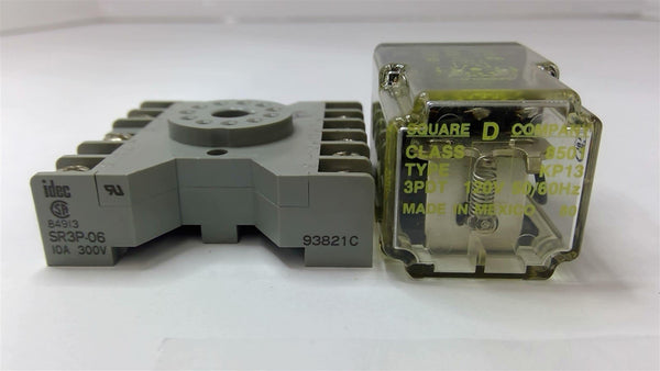 Square D KP13-3PDT Relay 120 V 50/60HZ Relay With Idec SR3P-06 Base ...