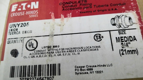 Eaton UNY205 Union Conduit Fitting 3/4" – BME Bearings and Surplus