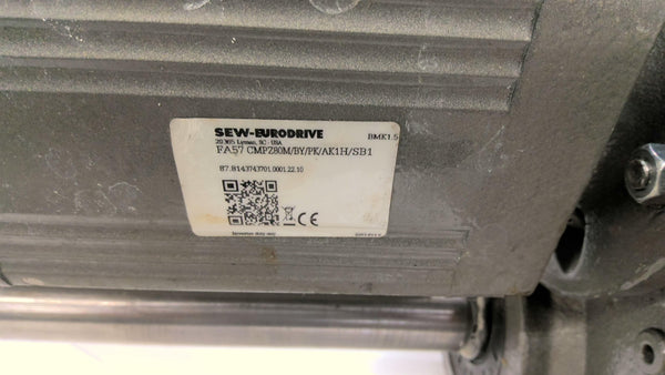 Sew Eurodrive FA57 CMPZ80M/BY/PK/AK1H/SB1 Gearmotor 283-431V 6000Rpm 1 ...