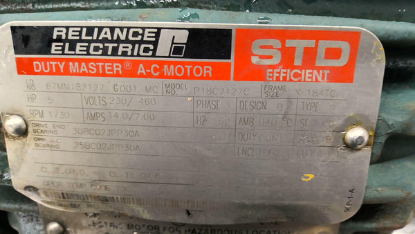 Reliance P18C2127C 5Hp Brake Motor 230/460V 1800Rpm 3 Phase – BME ...