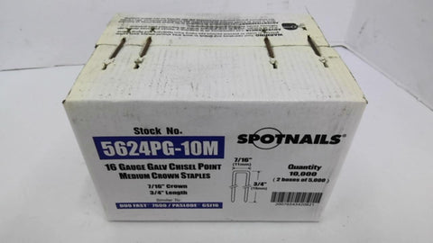 Spotnails 5624PG-10M 7/16" 16 Gauge Chisel Point Crown Staples 3/4" Le ...