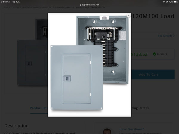 Square D QO120M100 Load Center Main Breaker 100 amp Indoor 20 Spaces ...