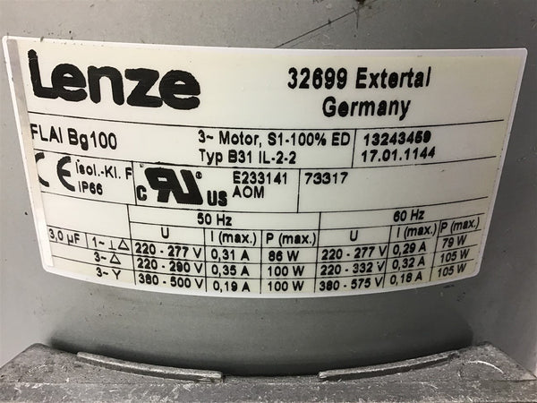 Lenze FLAI Bg100 Mounted Fan 3~ Motor B31IL-2-2 Type – BME Bearings and ...
