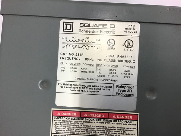 Square D 2S1F Transformer Rainproof Type 3R Enclosure – BME Bearings ...