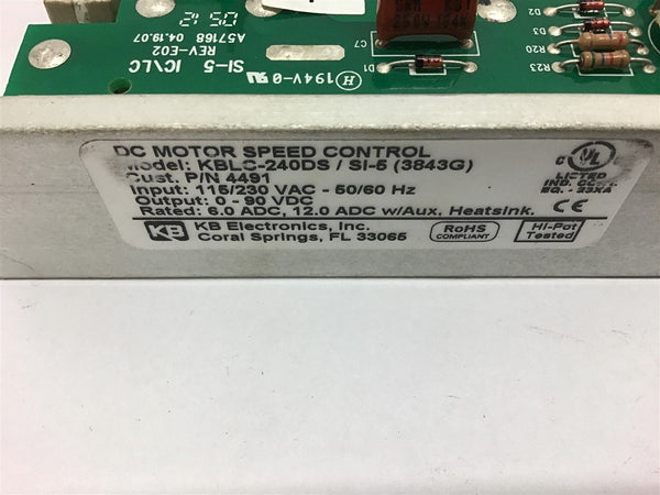 KB Electronics DC Motor Speed Control KBLC-240DS / SI-5 3843G – BME ...