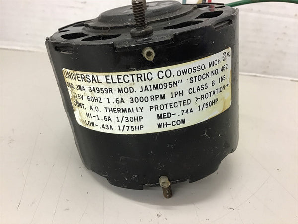 Universal electric JA1M095N 1/50 HP Blower Motor 3000 Rpm Single Phase ...