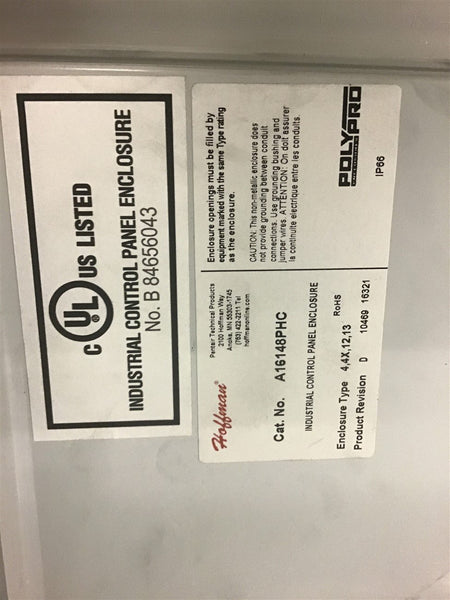 Hoffman A16148PHC Industrial control Panel Enclosure – BME Bearings and ...