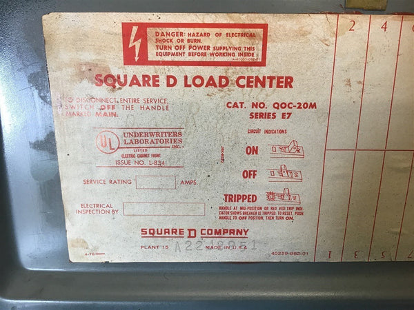 Square QOC-20M Load Center Cover – BME Bearings and Surplus