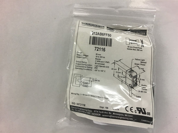 Banner Q12AB6FF50 Mini Proximity Sensor – BME Bearings and Surplus