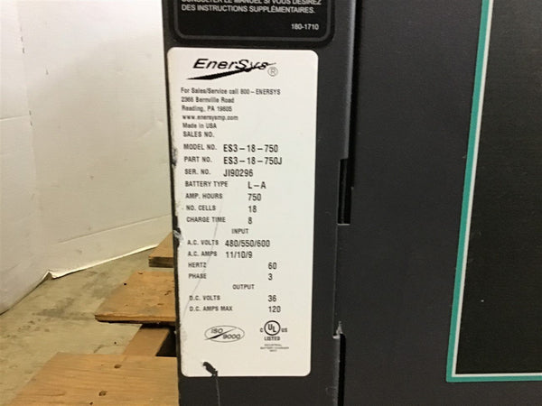 Enersys Enforcer SCR ES3-18-250 Battery Charger 36 Dc Volt out 480 In ...