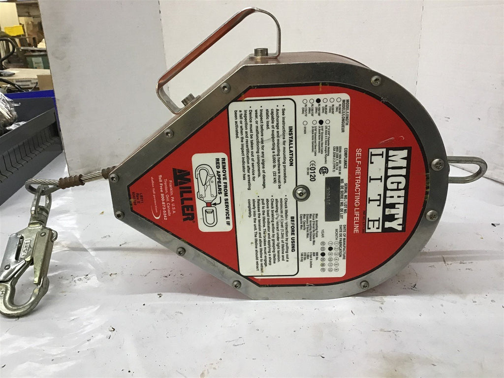 Miller Mighty Lite RL100 100' Of 3/16" Stainless Steel Cable Self Retr ...