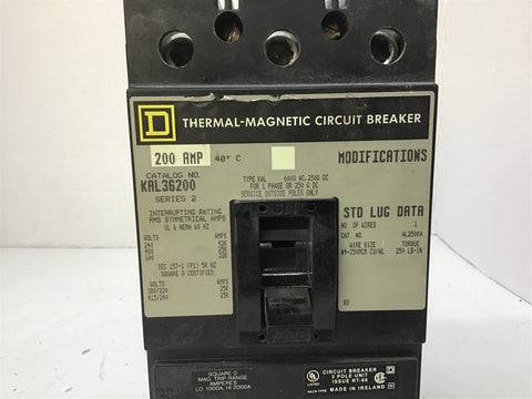 Square D KAL36200 200 Amp Circuit Breaker 600 Volts 3 Pole – BME ...