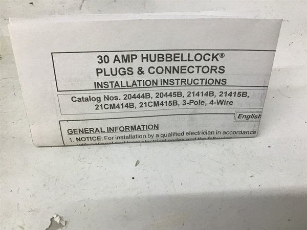 Hubbell HBL21415B 30 Amp / 20 Amp Connector Plug – BME Bearings and Surplus