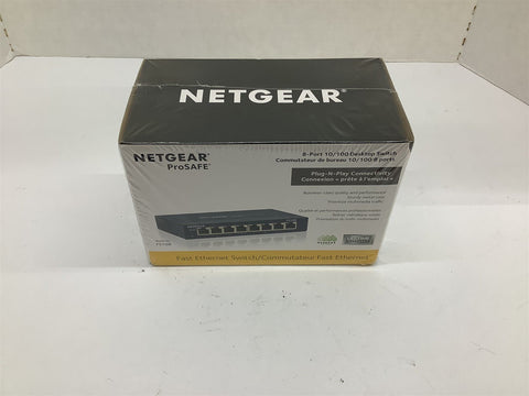Netgear Prosafe FS108 8 Port 10/100 Desktop Switch Fast Ethernet Switc ...