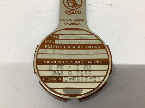 Oseco 3 VAPRO 316/TFF/TFF Pressure Rupture Disc 2-8 Vacuum Pressure ...