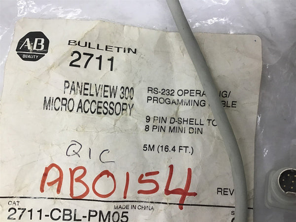 Allen-Bradley 2711-CBL-PM05 Programming Cable 9 Pin D-Shell to 8 Pin M ...