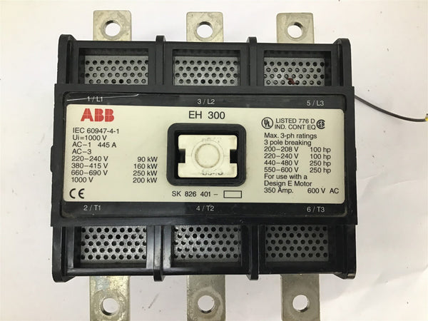 ABB EH300 Contactor 3P 3PH 350 Amp 600 V 250 HP – BME Bearings and Surplus