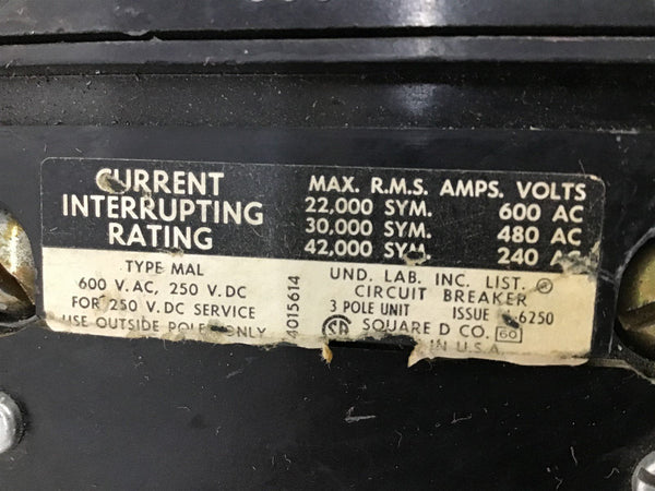 Square D MAL-36800 Circuit Breaker 3P 600 VAC 250 VDC – BME Bearings ...