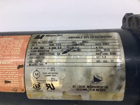 Magnetek D062 46807372543-0A Variable Speed DC Motor 1HP 1725RPM 56CF – BME Bearings and Surplus