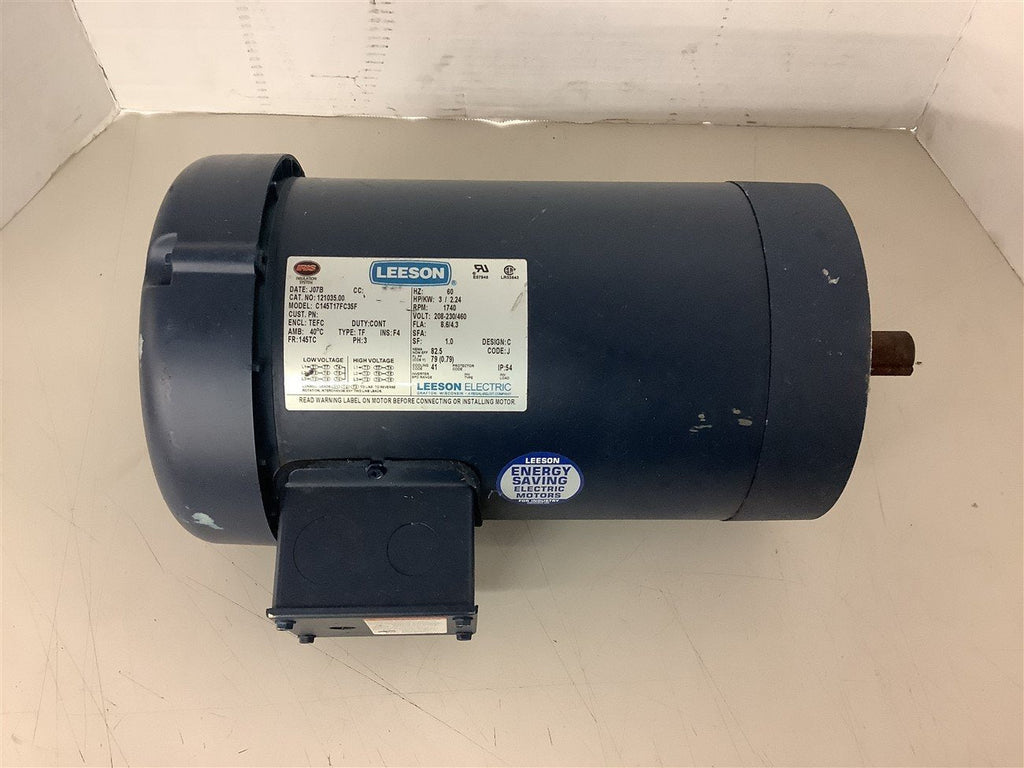Leeson 121035.00 3 HP AC Motor 208-230/460 Volt 1800 Rpm 4P 145TC Fram ...