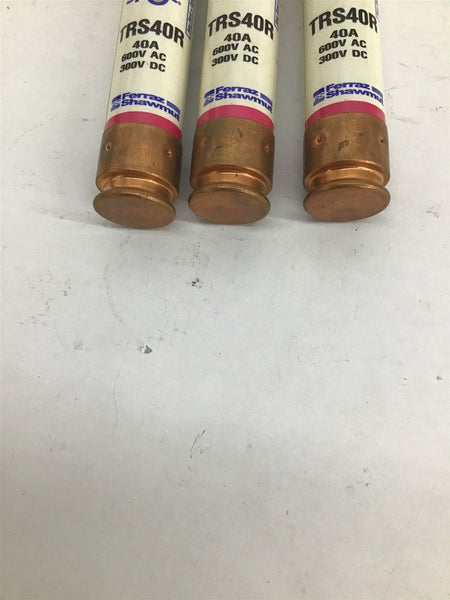 Ferraz Shawmut Trionic TRS40R Time Delay Fuse 40 Amp 600 VAC Lot Of 3 ...