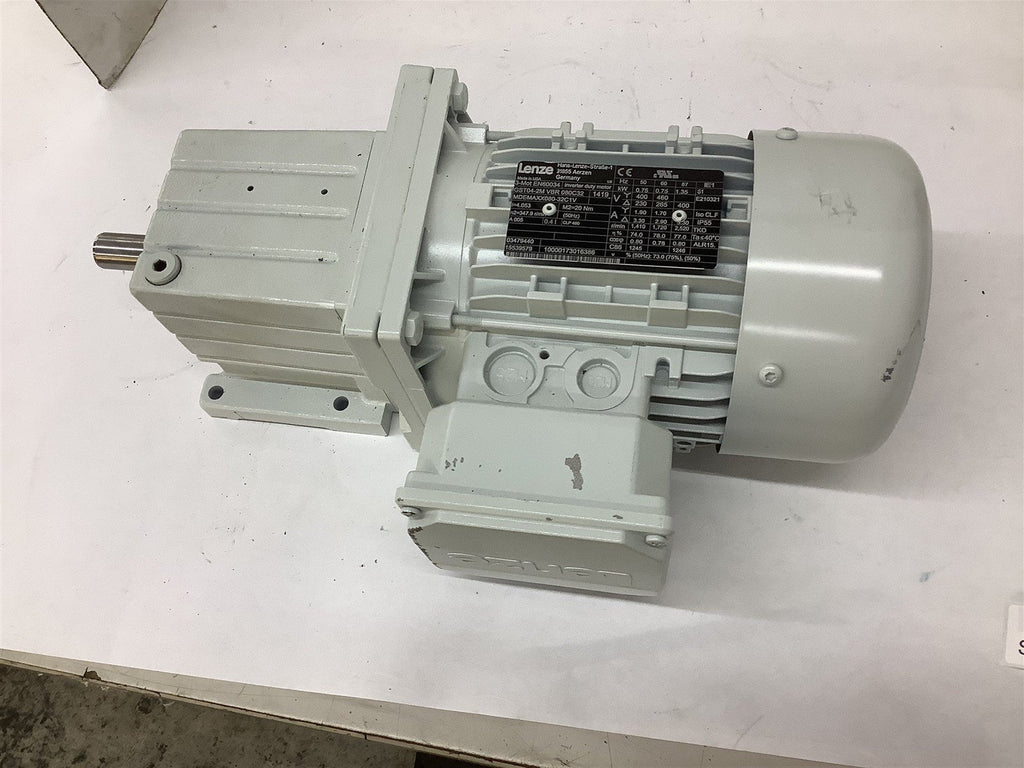 Lenze EN60034 MDEMAXX080-32C1V Motor 0.75kW 460V 1720RPM 60Hz W/ Gear ...