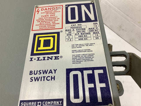 Square D PQ3603G I-Line Plug In Unit Switch 30 A 600 V 3 Ph 3 Wire ...