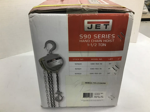 Jet 590 Series Hand Chain Hoist 1 1/2 Ton – BME Bearings and Surplus