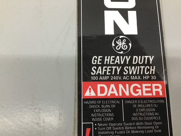 GE Heavy Duty Safety Switch 22x9x5 120-/208 V 100 A 30 Hp – BME ...