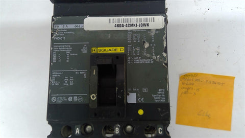 Square D FH36015 600V 15A 3P Circuit Breaker – BME Bearings and Surplus
