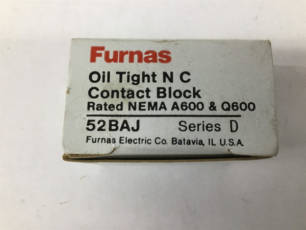 Furnas 52BAj Oil Tight N Contact Block Rated Nema A600 & Q600 Lot Of 5 ...