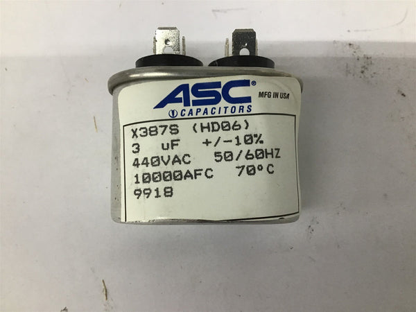 ASC Capacitors X387S 440VAC 50/60 HZ Lot Of 2 – BME Bearings and Surplus