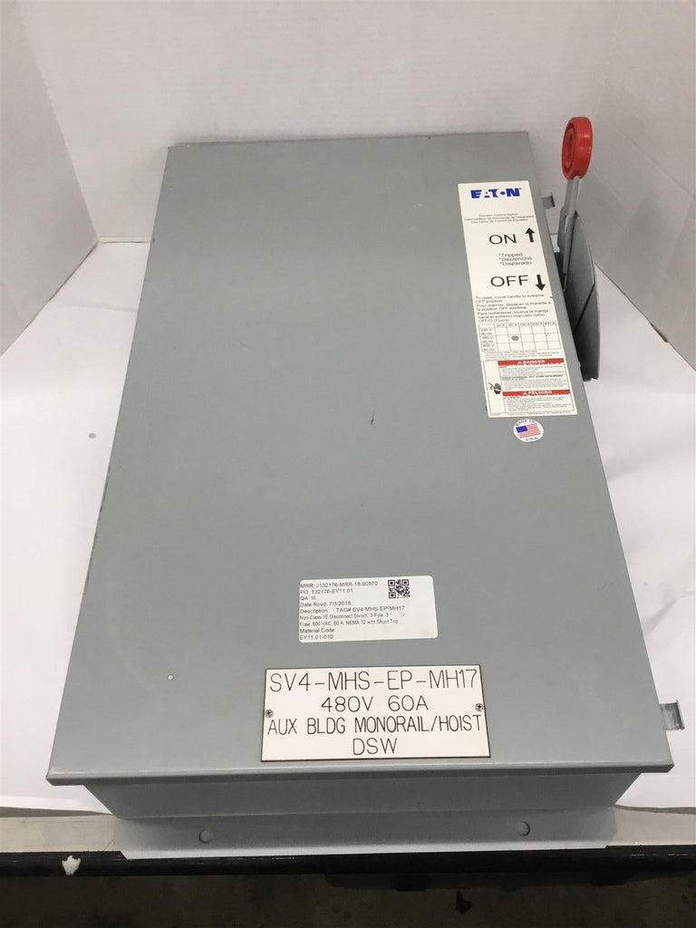 Eaton Safety Switch 60A 480V 60HZ – BME Bearings and Surplus
