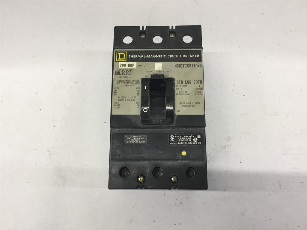 Square D KAL36200 Breaker 200 Amp – BME Bearings and Surplus