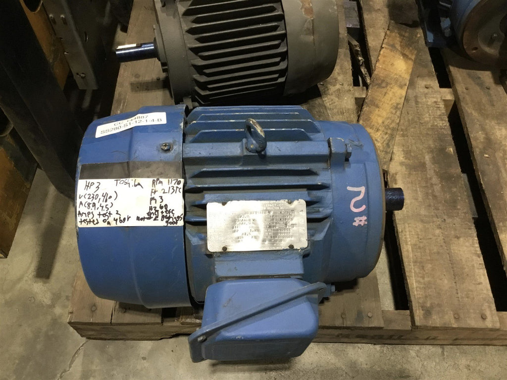 Toshiba 0036FTSA22A-P 3HP 230/460V 1200 Rpm 6P 60HZ 213TC TEFC AC Moto ...