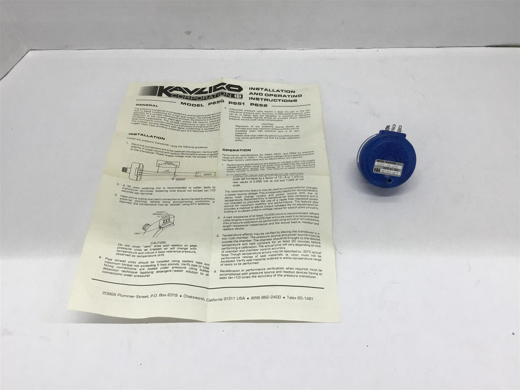 Kavlico P651-2D-A2A Pressure Sensor – BME Bearings and Surplus