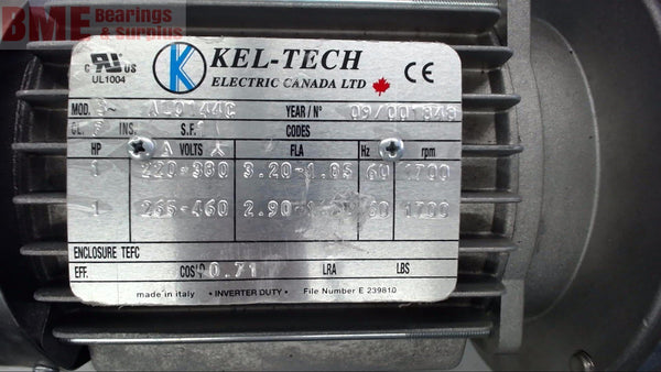 KEL-TECH AL0144C GEARMOTOR, 1 HP, 220/460 VOLTS, 1700 RPM, – BME ...